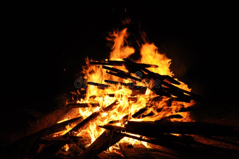 Bonfire in the Dark stock image. Image of light, evening - 136995575