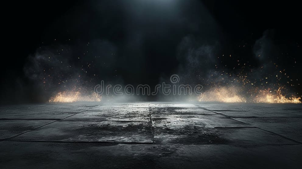 A Bonfire is Burning in an Empty Warehouse. - Generative Ai Stock ...