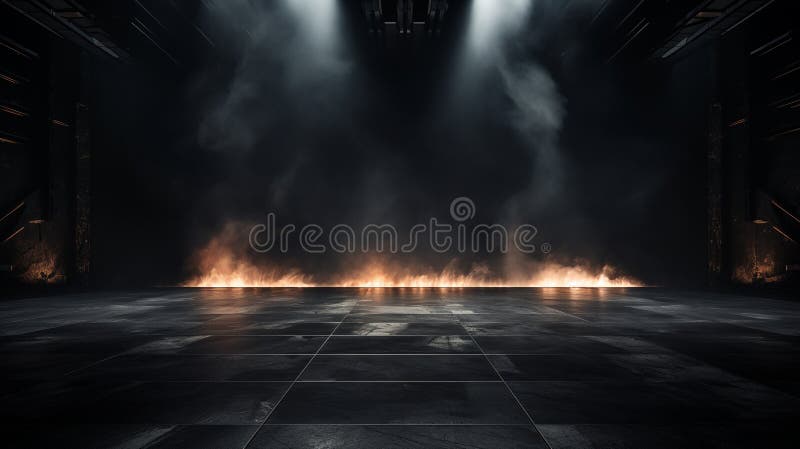 A Bonfire is Burning in an Empty Warehouse. - Generative Ai Stock ...