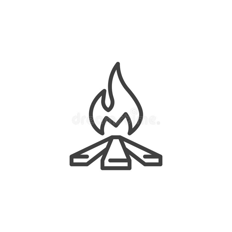 Bonfire burning line icon stock vector. Illustration of logo - 280142062
