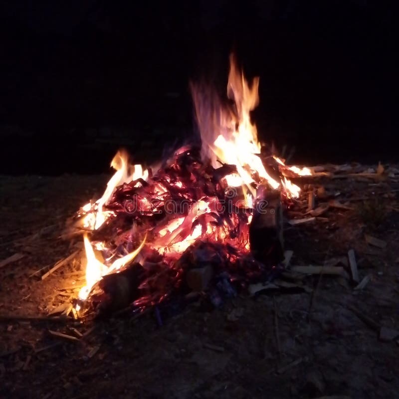 Bonfire in the Middle of the Night Stock Photo - Image of light ...