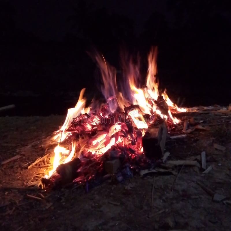 Bonfire in the Middle of the Night Stock Photo - Image of light ...