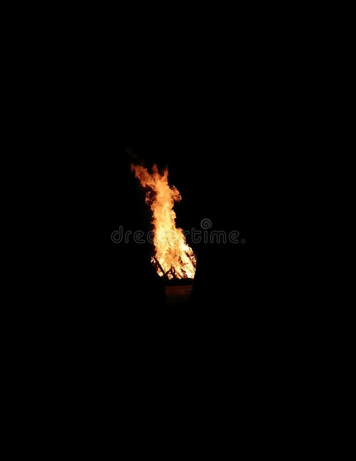 A Bonfire Burning in the Middle of a Scouting Ceremony Stock Image ...