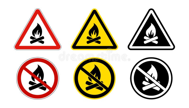 Bonfire or Campfire Sign Set Stock Vector - Illustration of danger ...