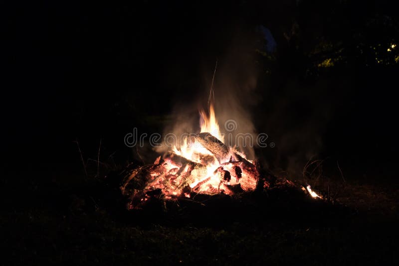 Bonfire Camping Dark Hot Fire Stock Photo - Image of nature, camping ...