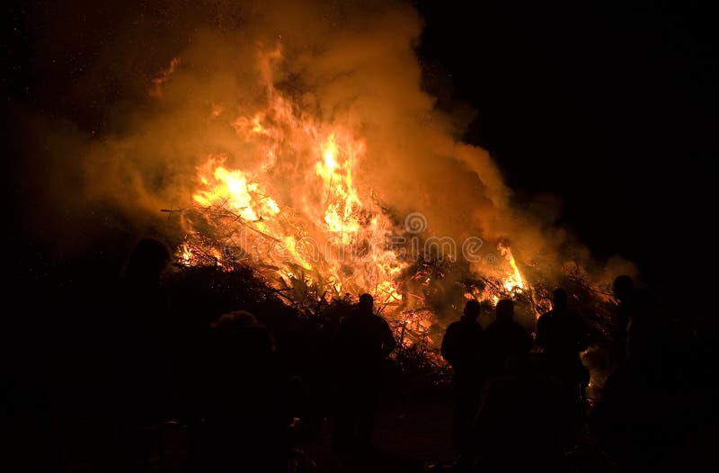 Huge bonfire with easter stock image. Image of glowing - 40235825