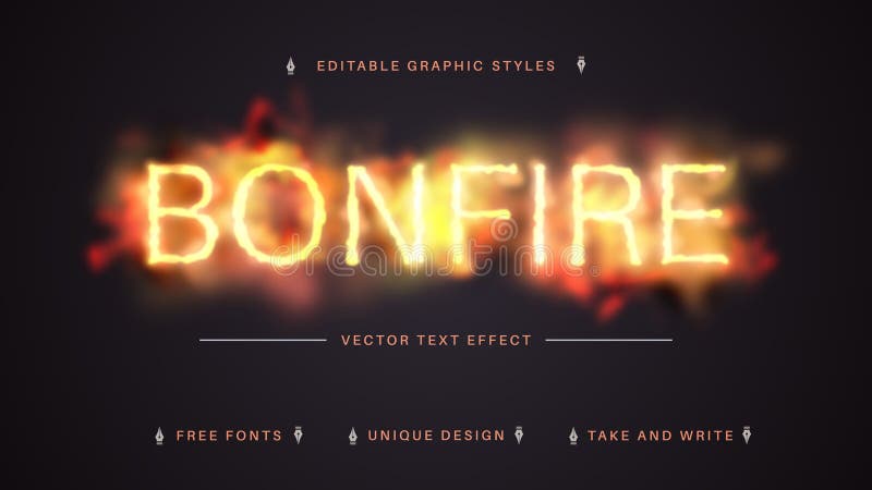 Bonfire - Editable Text Effect, Font Style Stock Vector - Illustration ...