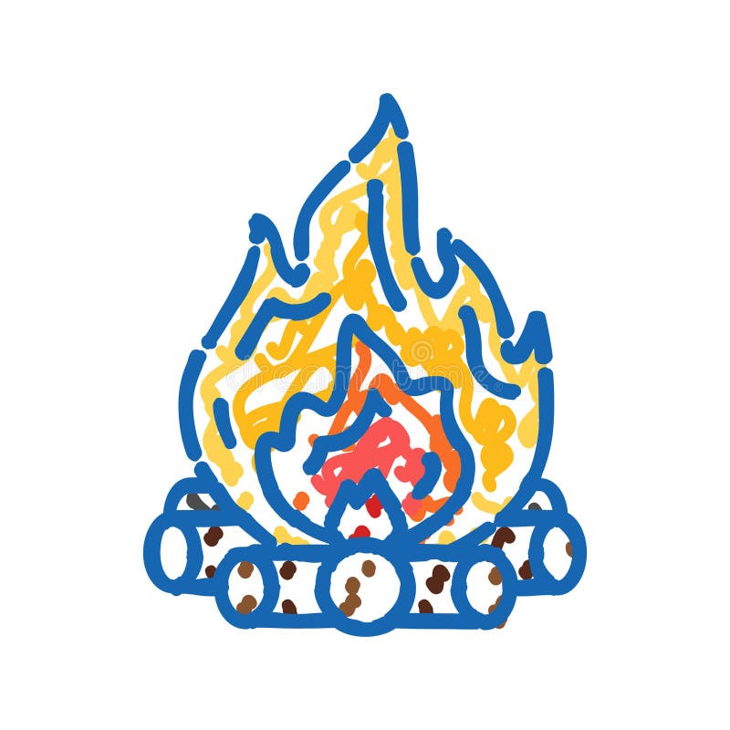 Bonfire Fire Icon Doodle Illustration Stock Vector - Illustration of ...