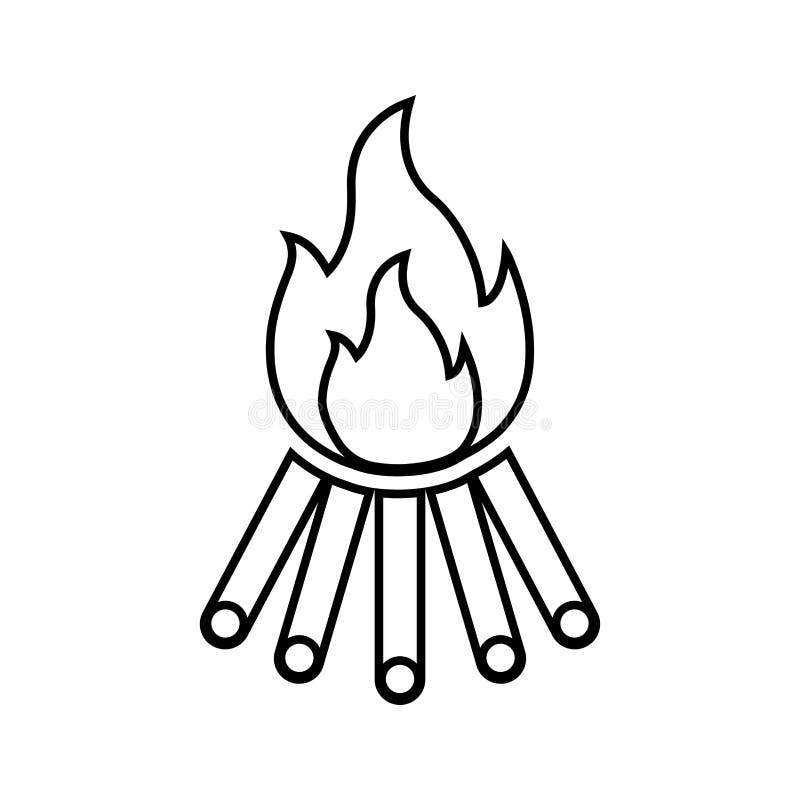 Bonfire, Fire Line Icon. Outline Vector Stock Illustration ...