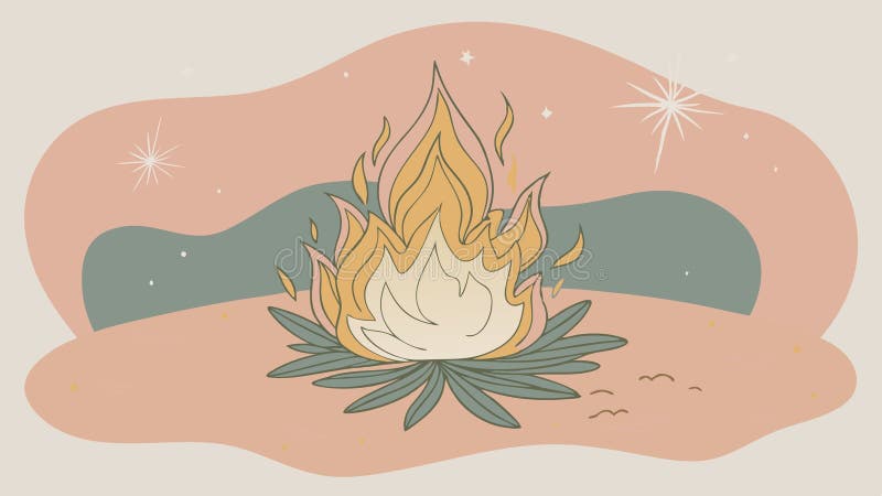 Peaceful Campfire Night Abstract Art Design Pastel Colors Warm Cozy ...