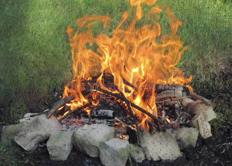 A bonfire in a forest stock photo. Image of balefire - 84337658