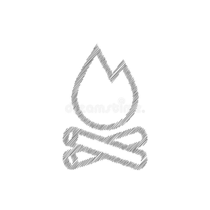 Bonfire Grey Sketch Vector Icon. Fire Flame Silhouette Stock Vector ...