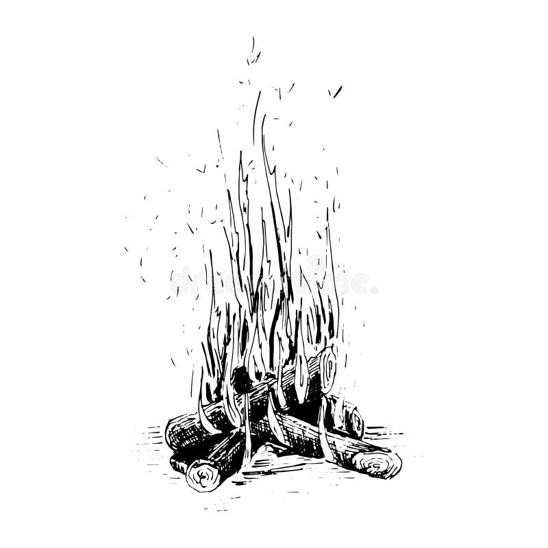 Bonfire. Hand-drawn Sketch of Fire Stock Vector - Illustration of ...