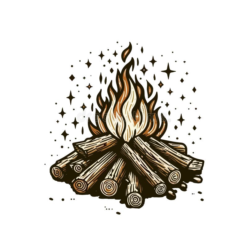 Bonfire Hand Drawn Vintage Vector Illustration Stock Vector ...