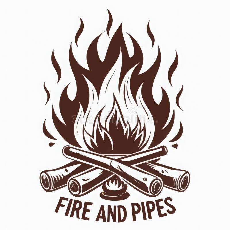 Bonfire Illustration with "Fire and Pipes" Text Stock Illustration ...