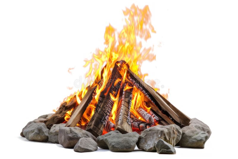 Bonfire Isolated on White Background Concept Outdoor Campfire ...