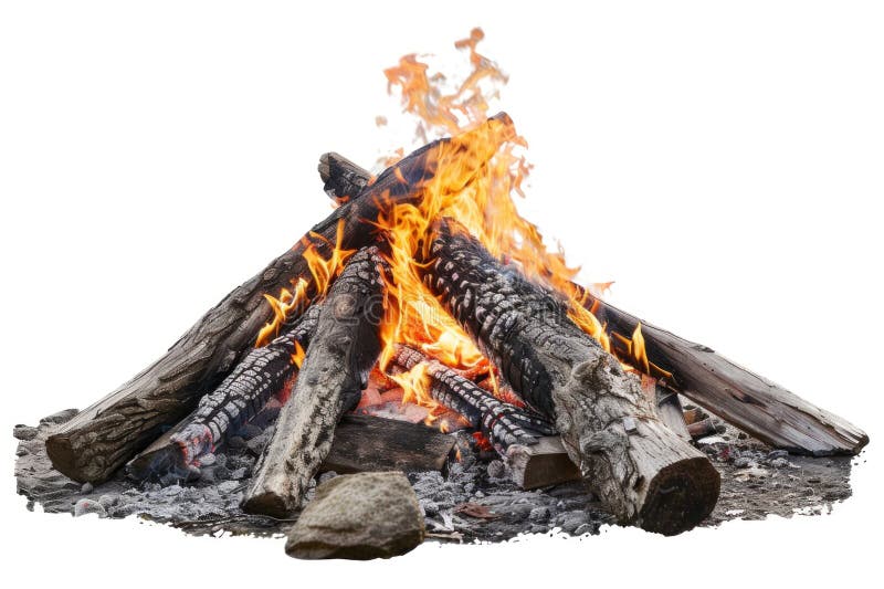 Bonfire Isolated on White Background Concept Outdoor Campfire ...