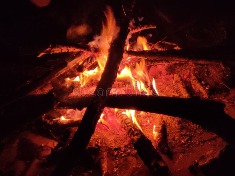 The Bonfire that Lit Top on the Mountain at Night Stock Photo - Image ...