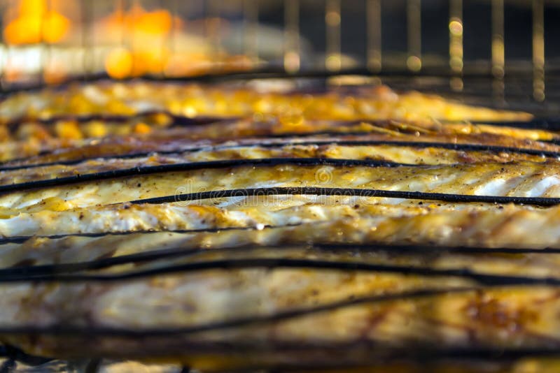 Bonfire mackerel fish stock photo. Image of baked, japanese - 178534798