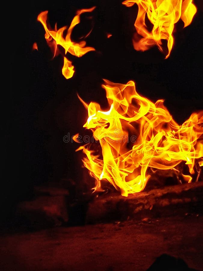 Bonfire, Make a Fire in Front of the House at Night Stock Image - Image ...