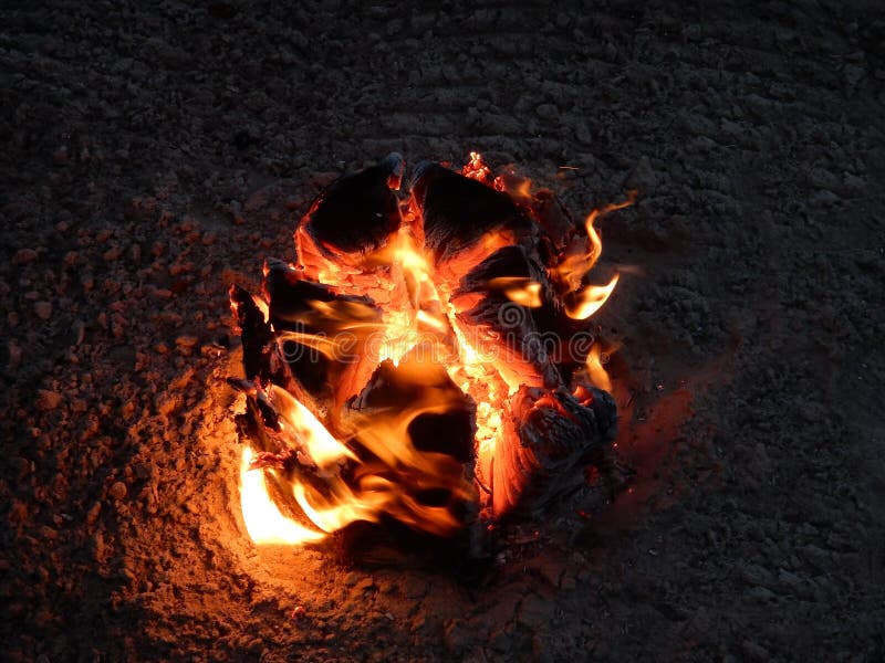 Bonfire in the Middle of a Chopped Tree Stump at Night Stock Photo ...