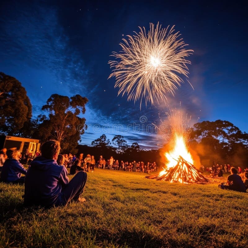 Bonfire Night Fireworks Celebration Stock Illustration - Illustration ...