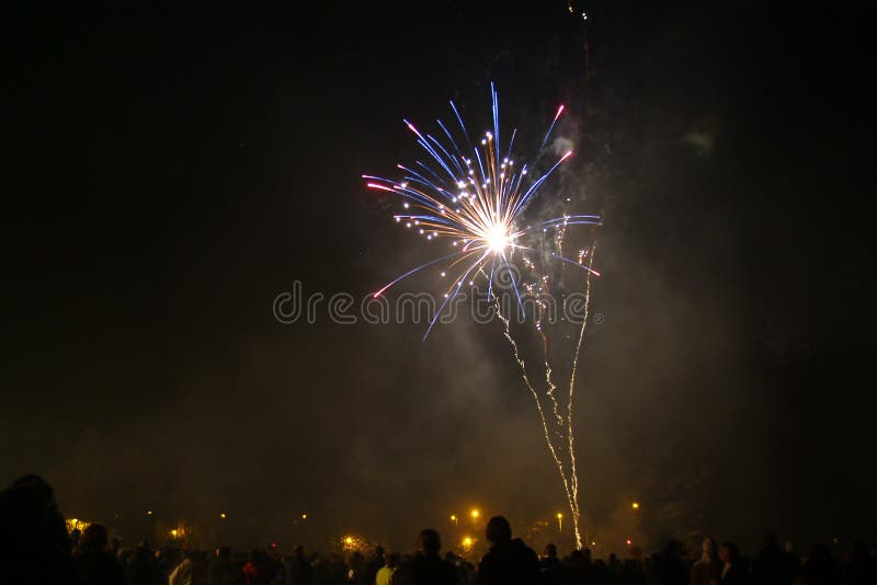 Bonfire night fireworks stock image. Image of crowds - 127695839