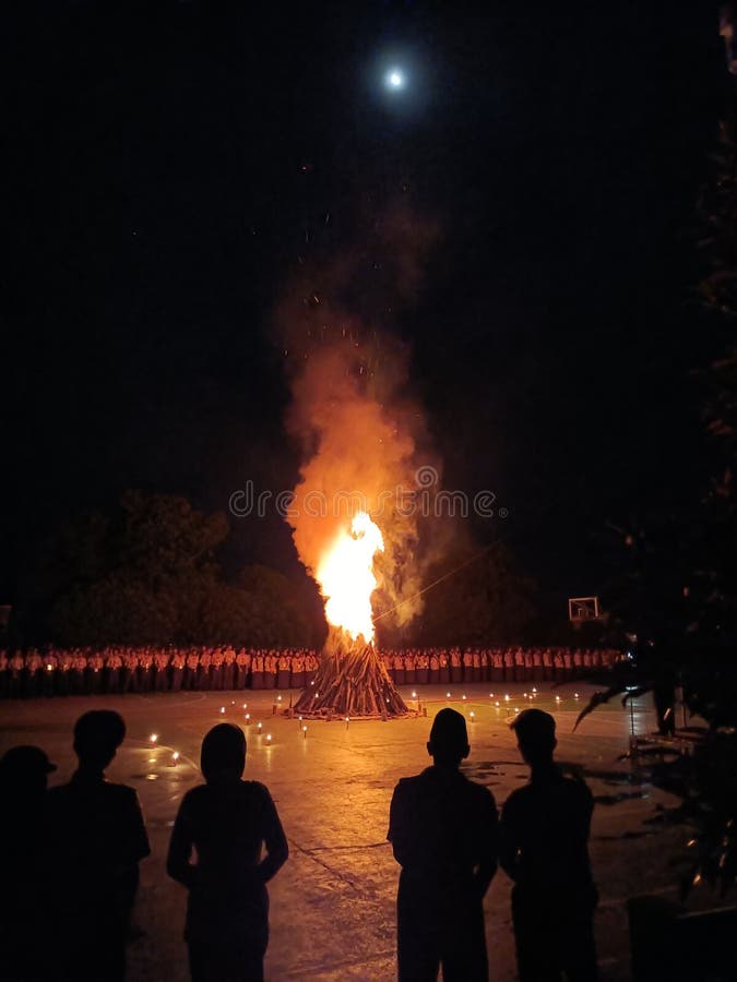 Bonfire night at school stock image. Image of night - 341992251