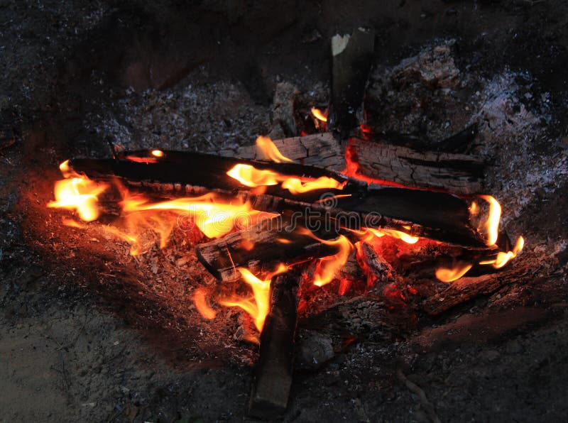 A bonfire at the night stock photo. Image of earth, hiking - 153646126