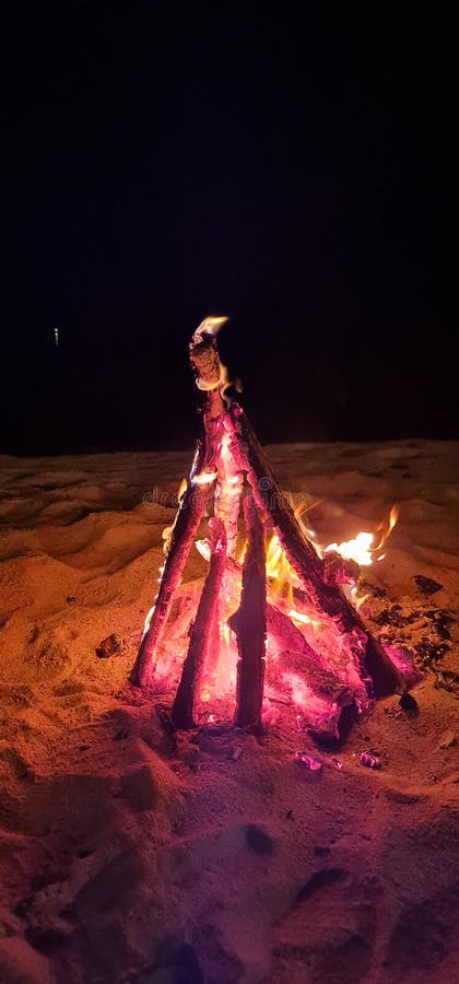 Bonfire Picture Taken in the Middle of the Night Stock Image - Image of ...