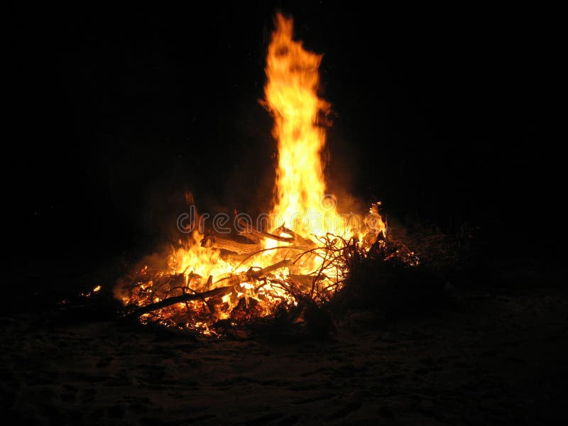 Bonfire in the Snow stock photo. Image of huge, winter - 42516172