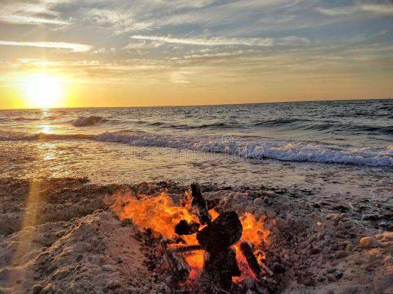 Bonfire Sunset stock photo. Image of bonfire, beach, capecod - 72964256