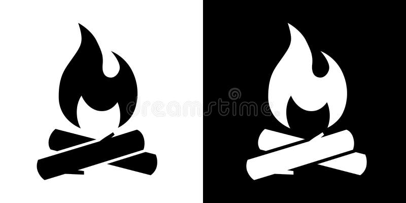 Bonfire Symbol and Campfire Icon Stock Vector - Illustration of white ...