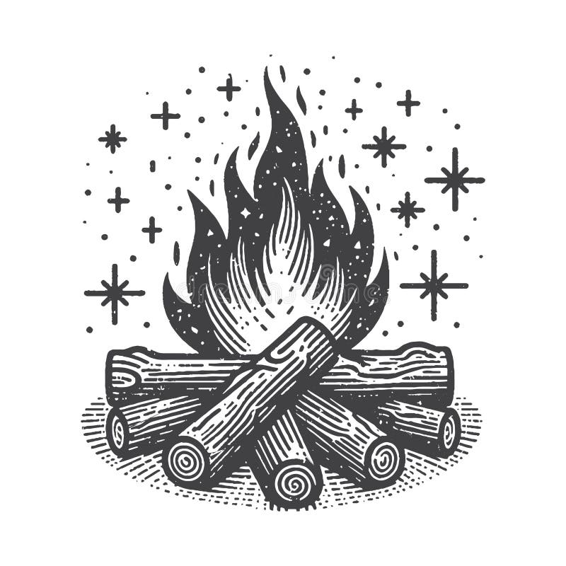 Bonfire Vector Design Vintage Logo Retro Illustration. Stock ...