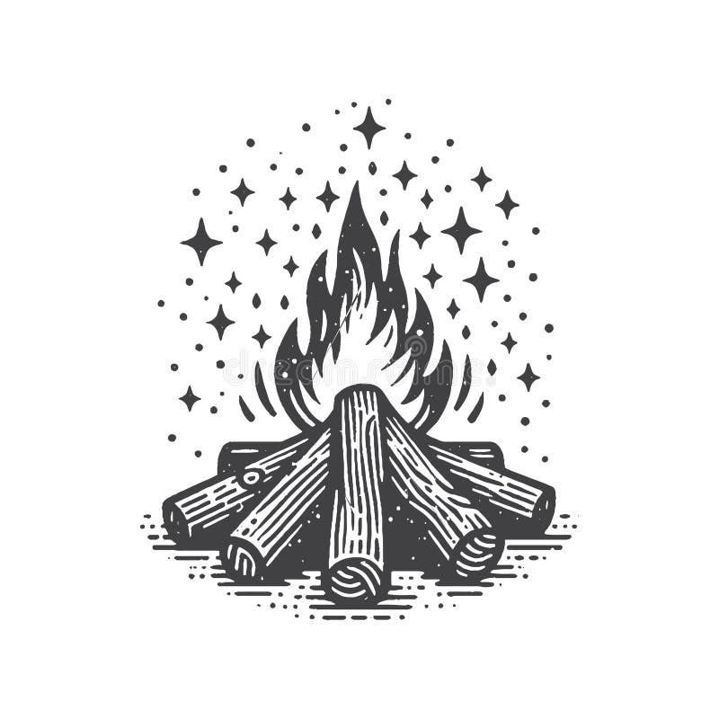 Bonfire Vector Design Vintage Logo Retro Illustration. Stock ...