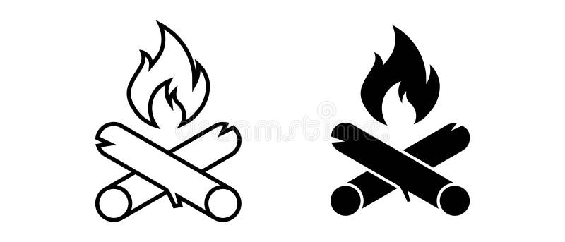 Bonfire Vector Icon Set. Outline Campfire Stock Vector - Illustration ...