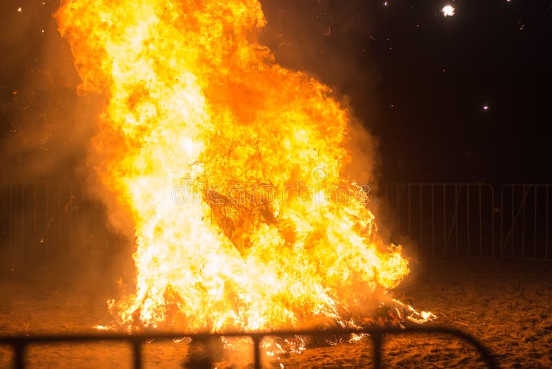 Bonfire Burning Man Dummy in a White Summer Night Stock Photo - Image ...