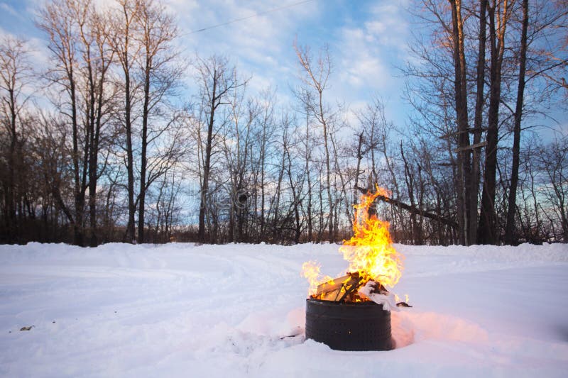 Bonfire on snow stock image. Image of burnt, snow, camping - 39507563
