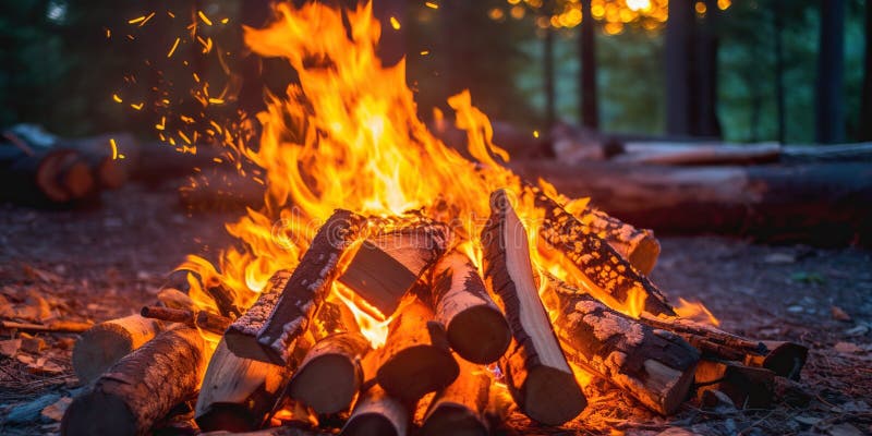 Bonfire of Wood Burning in the Forest , Concept of Forest Ecosystem ...