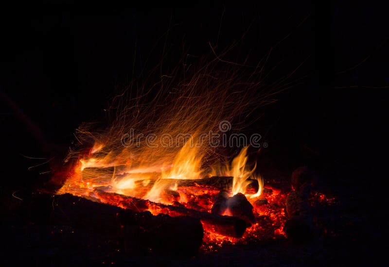 Bonfire in the woods stock image. Image of holiday, outdoors - 58480915