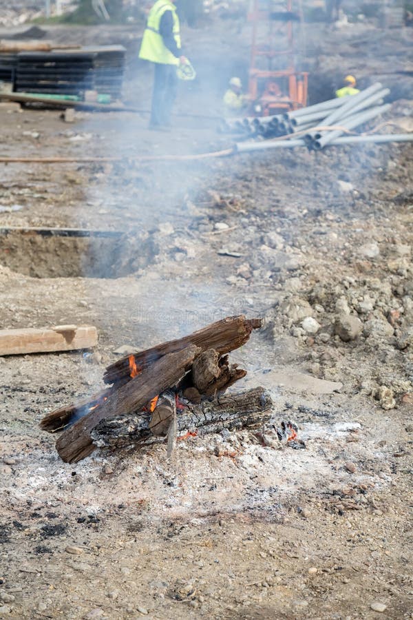 Bonfire from Construction Waste, Burning Wooden Boards and Other ...