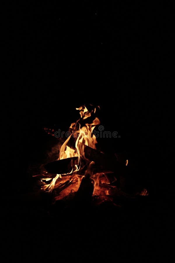 Bonfires Burning in the Dark Night. Stock Image - Image of event, text ...