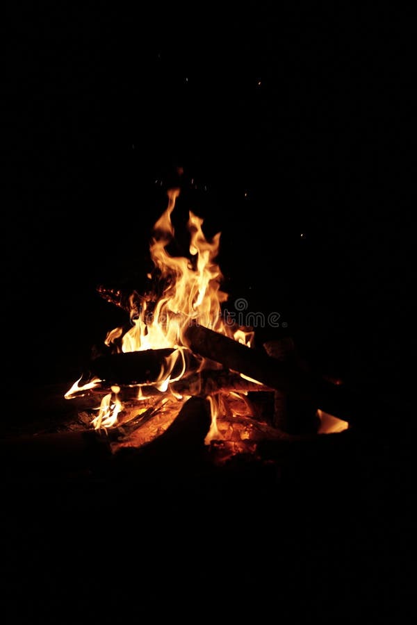 Bonfires Burning in the Dark Night. Stock Image - Image of wood ...
