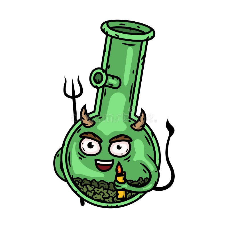 Bong. Bong-devil with a Lighter and a Trident. Vector Cartoon Character ...