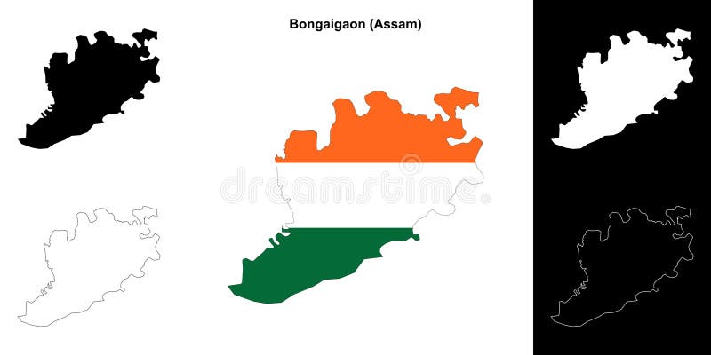 Bongaigaon outline map stock vector. Illustration of design - 368822925