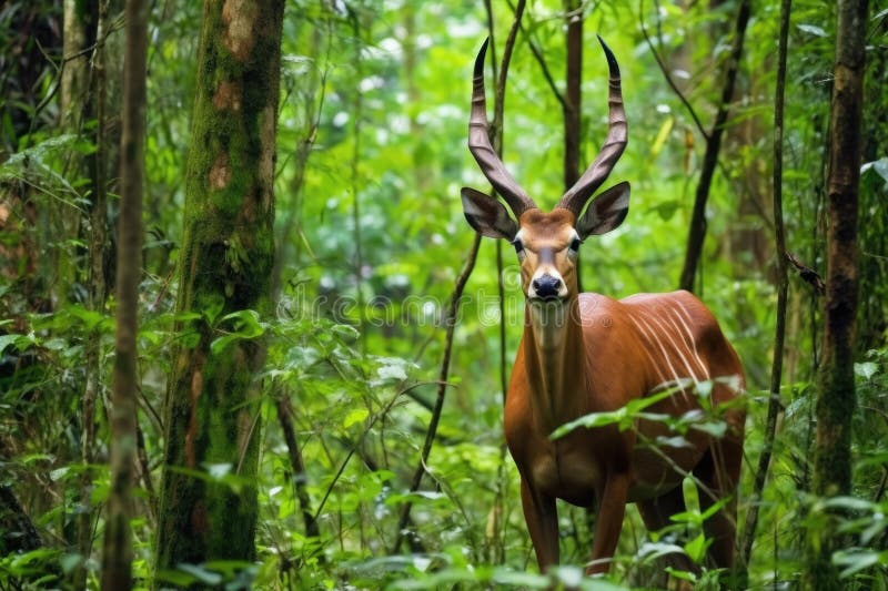 A Bongo Antelope in a Dense African Forest Stock Image - Image of ...