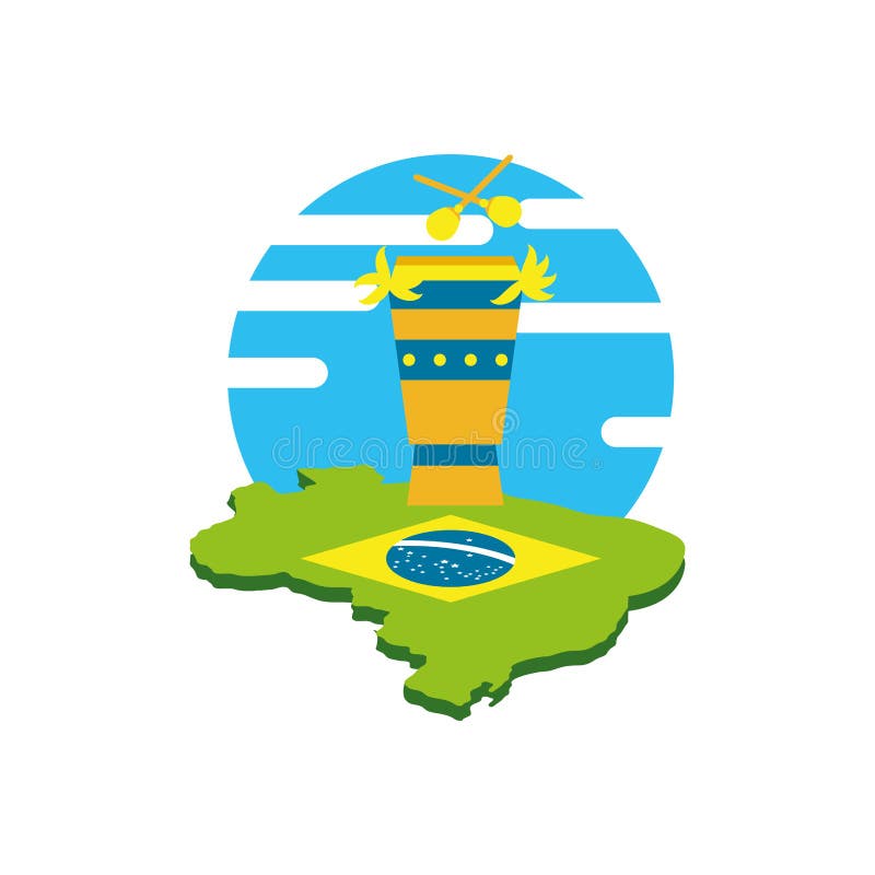 Bongo Drum Instrument with Map of Brazil Stock Illustration ...
