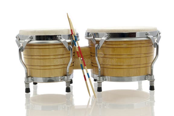 Bongo set with drum sticks stock image. Image of percussion - 35130477