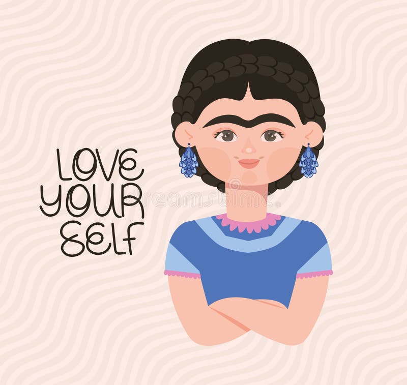 Bonito Afiche De Frida Kahlo Ilustración del Vector - Ilustración de ...