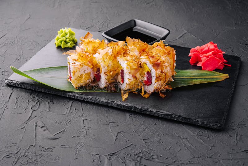 Bonito Maki Sushi - Rolls with Fresh Tuna and Cream Cheese Inside Stock ...